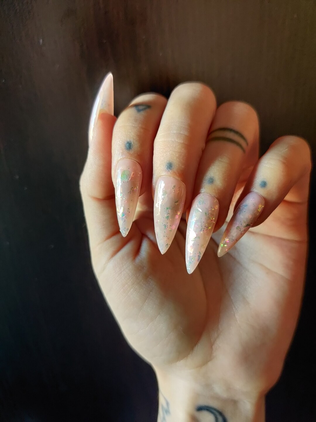 Iridescent Mylars Nude Pink Press-on Nails Uk-based Shop - Etsy