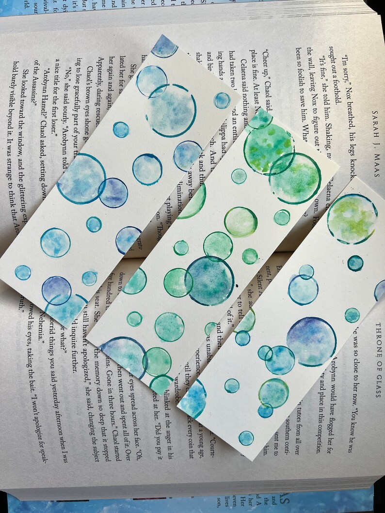 Hand Painted Watercolor Bubble Bookmarks - Etsy