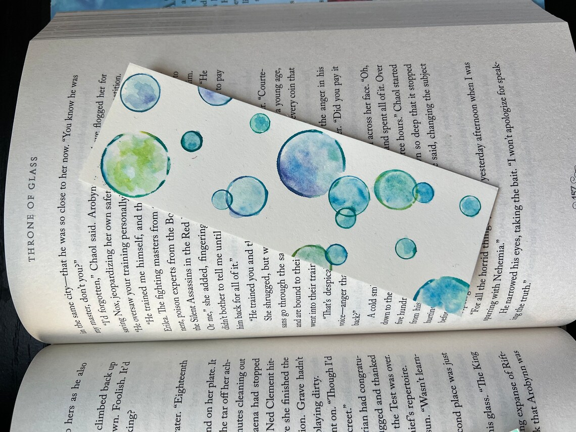 Hand Painted Watercolor Bubble Bookmarks - Etsy