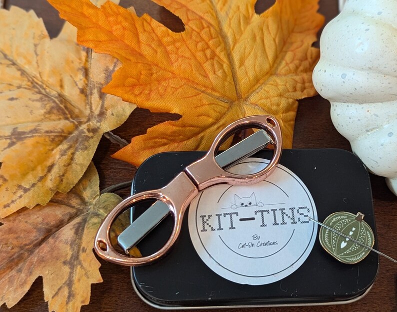 Kit-tins Fall Patterns Travel Cross Stitch Tins With Finishing Supplies ...