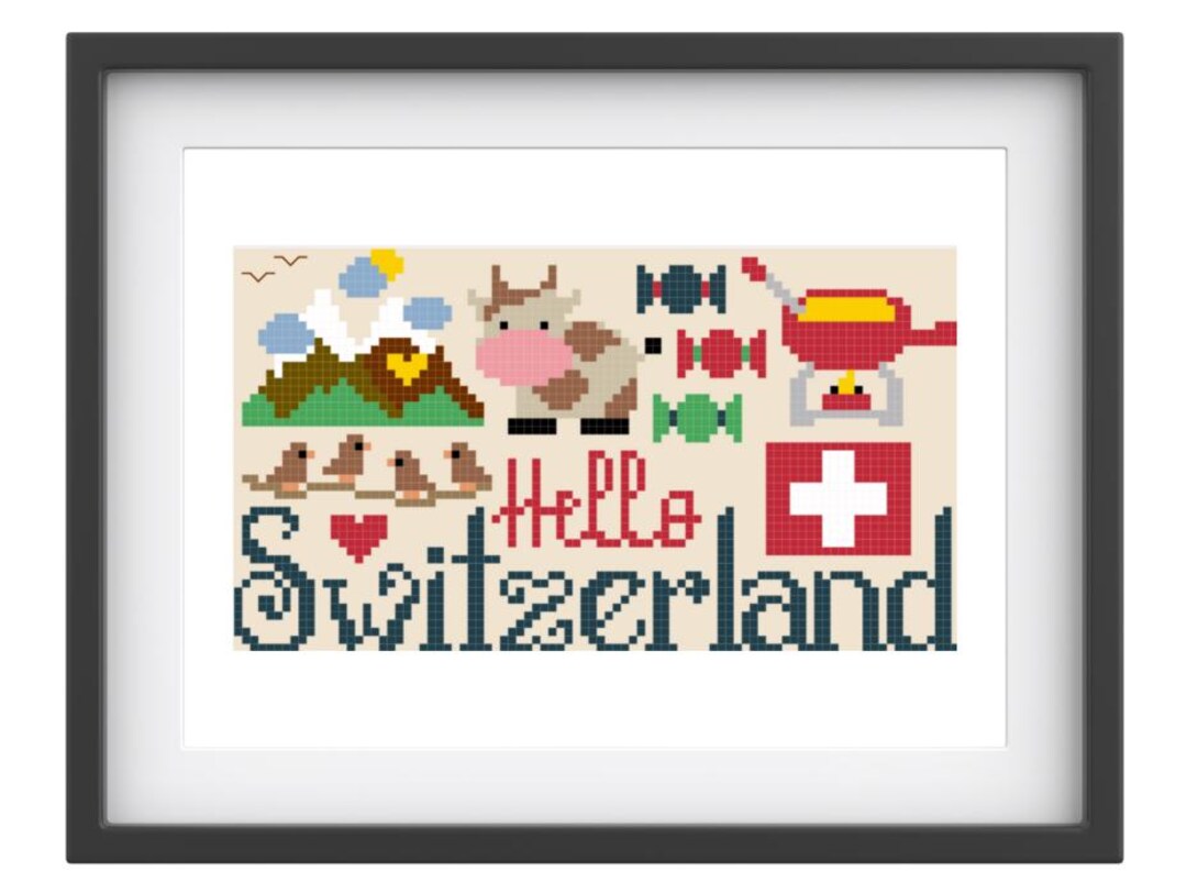 Hello Switzerland - PDF Digital Cross Stitch Download Pattern | Travel ...