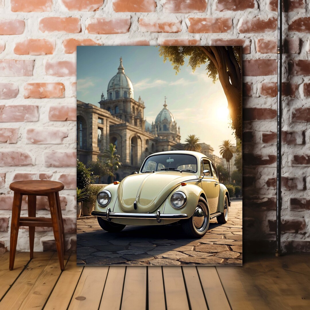 Classic Vw Super Beetle Canvas Wall Art Volkswagen Old Beetle Vintage ...