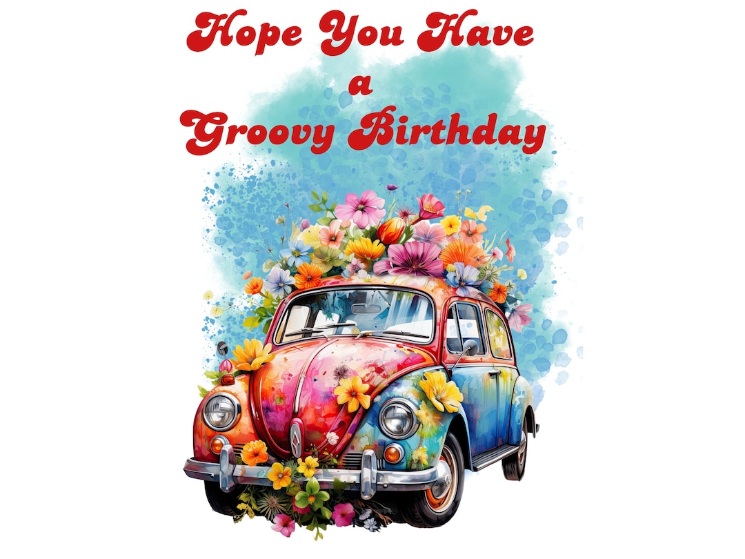 Ready to Print Hippie Birthday Card - Etsy