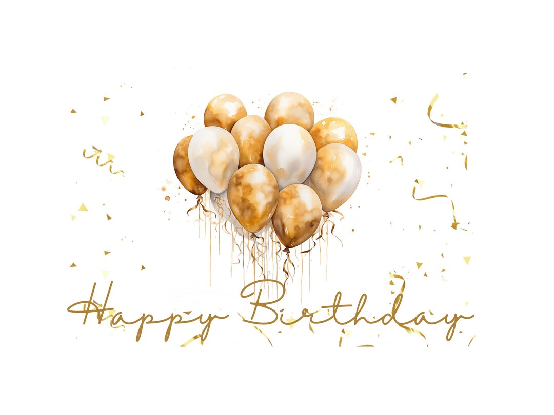 Gold Balloon Ready to Print Birthday Card - Etsy