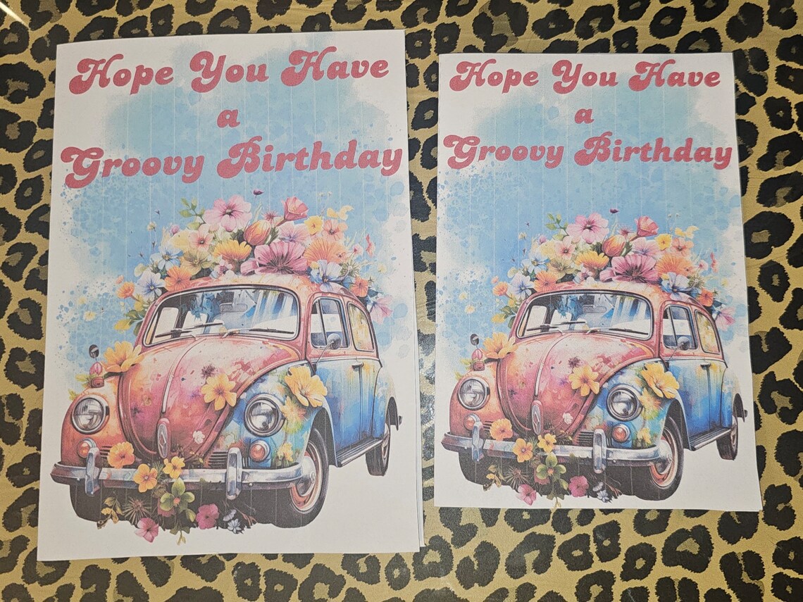 Ready to Print Hippie Birthday Card - Etsy