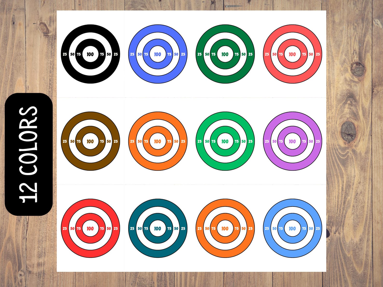 Blank Colored Target Practice: Printable Review Game (PDF File) - Etsy