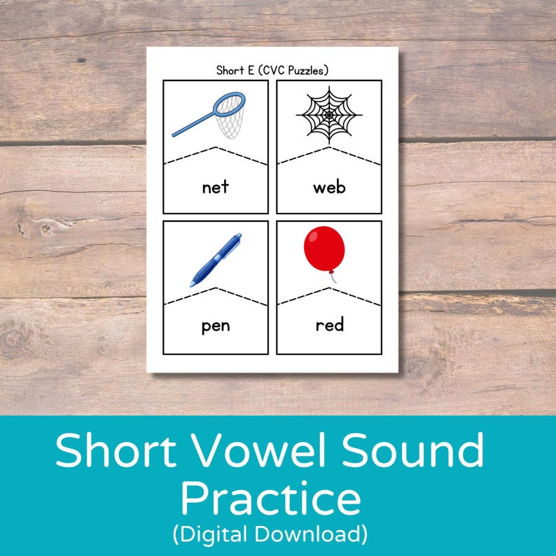 CVC Matching Puzzles - Preschool Activity Cards - Phonics, Vowels ...