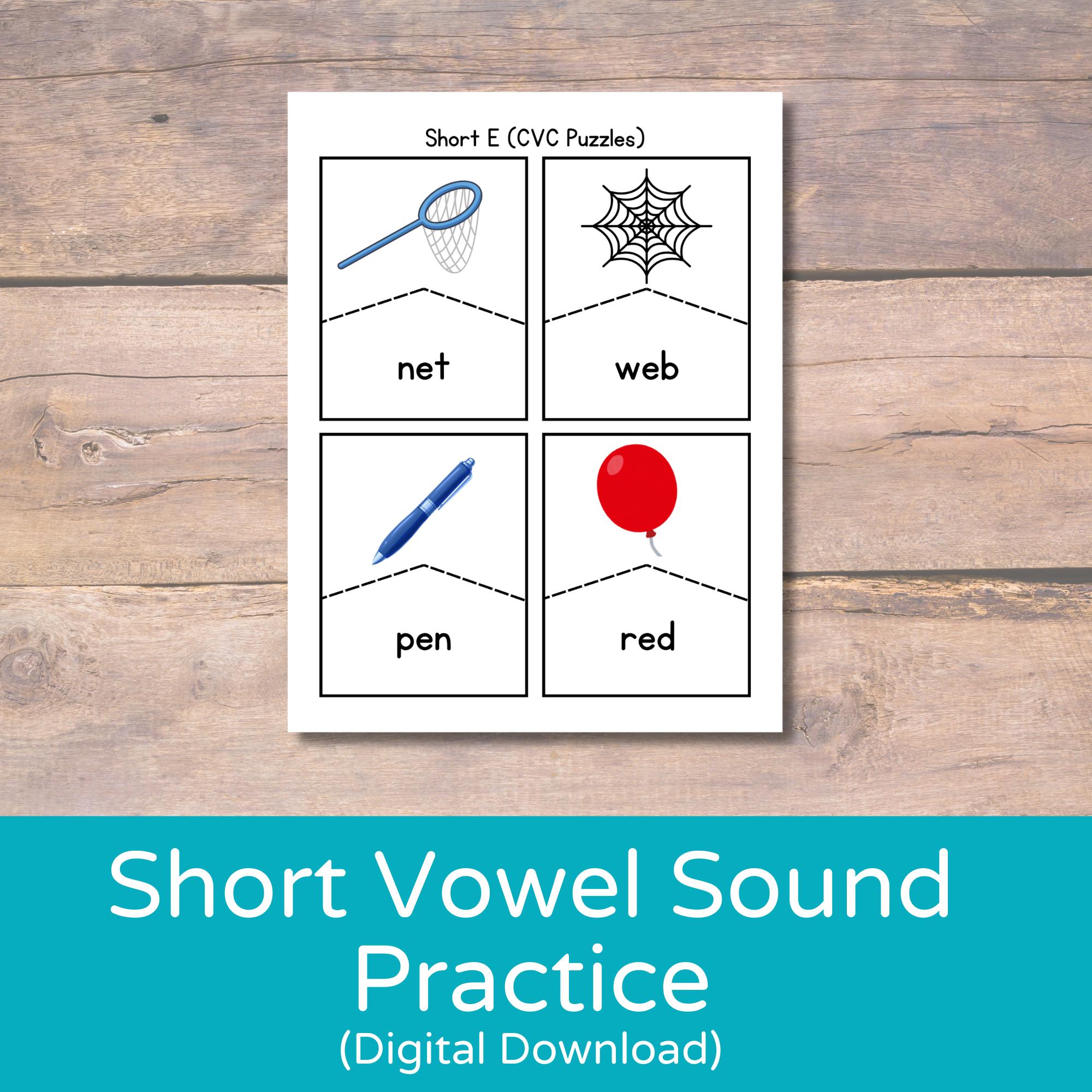 CVC Matching Puzzles - Preschool Activity Cards - Phonics, Vowels ...