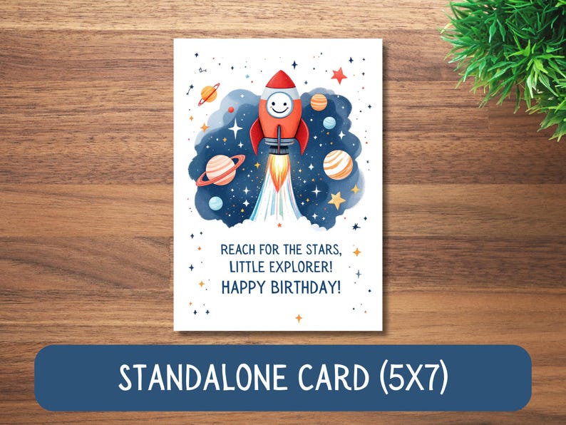 Space Rocket Birthday Card: Kids Printable Card (digital Download) - Etsy