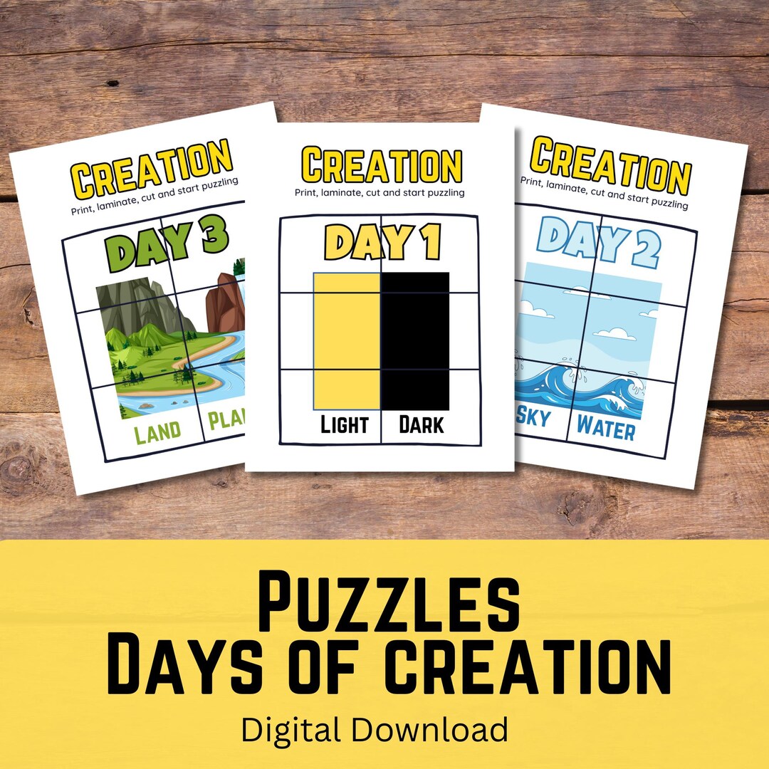 Creation Story Puzzles: Bible Activity for Toddlers (digital Download ...