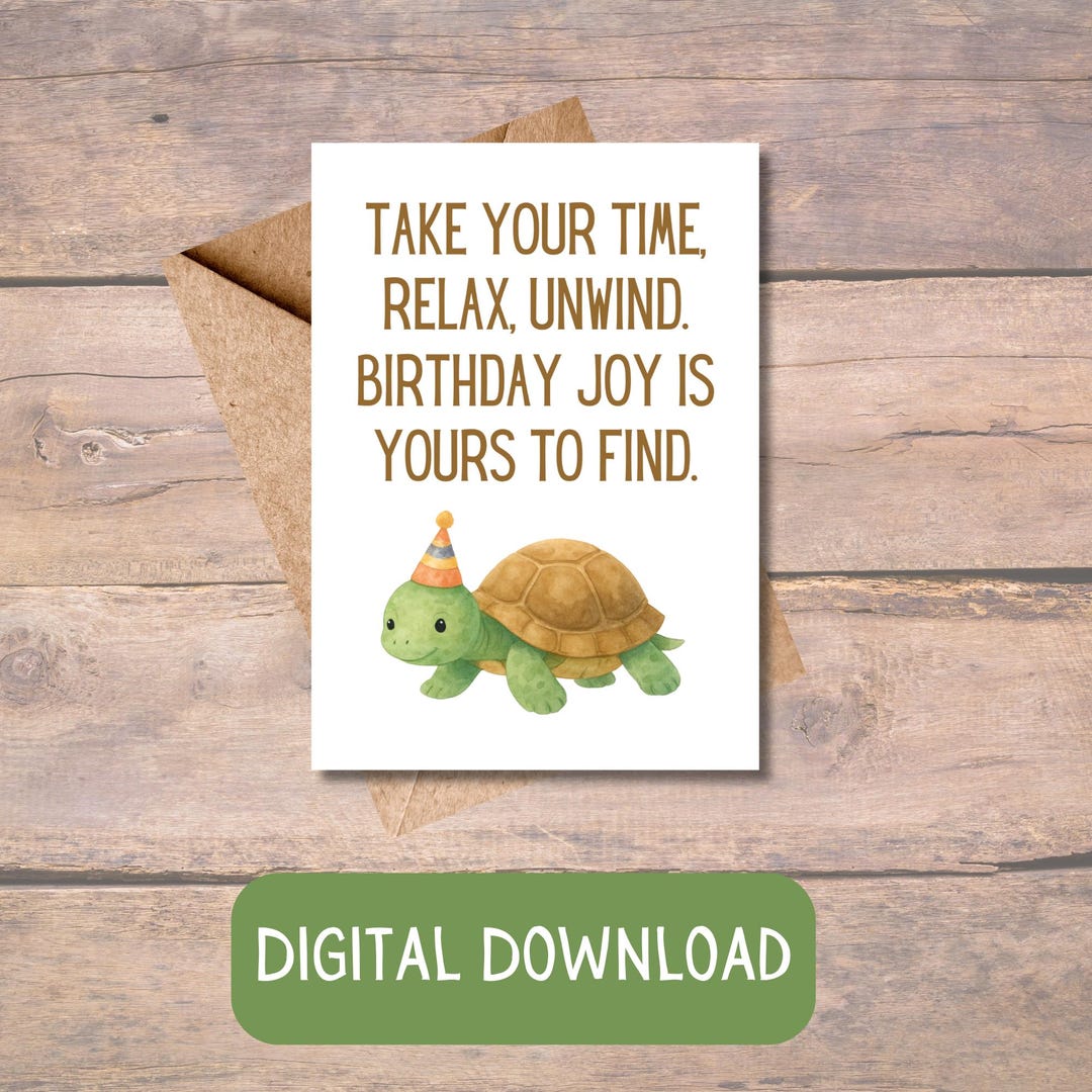 Turtle Birthday Card – Beach Theme Printable (digital Download) - Etsy