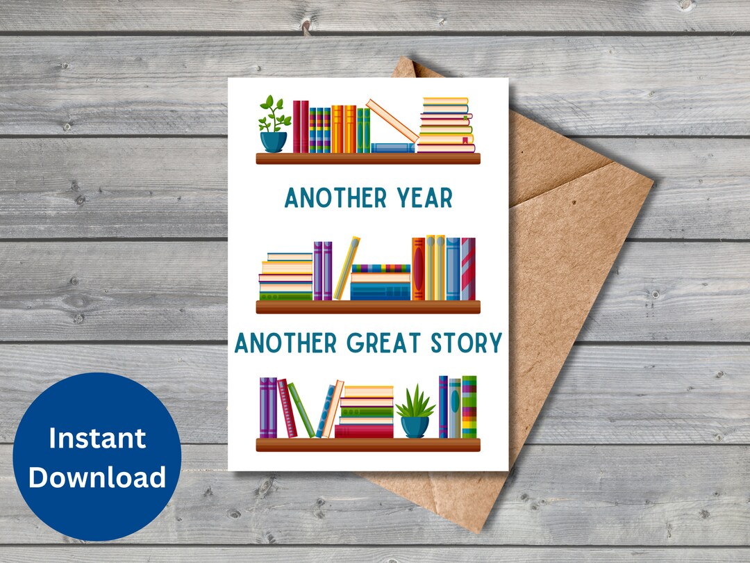 Reading Birthday Card, Book Happy Birthday Card, Another Year, Another ...