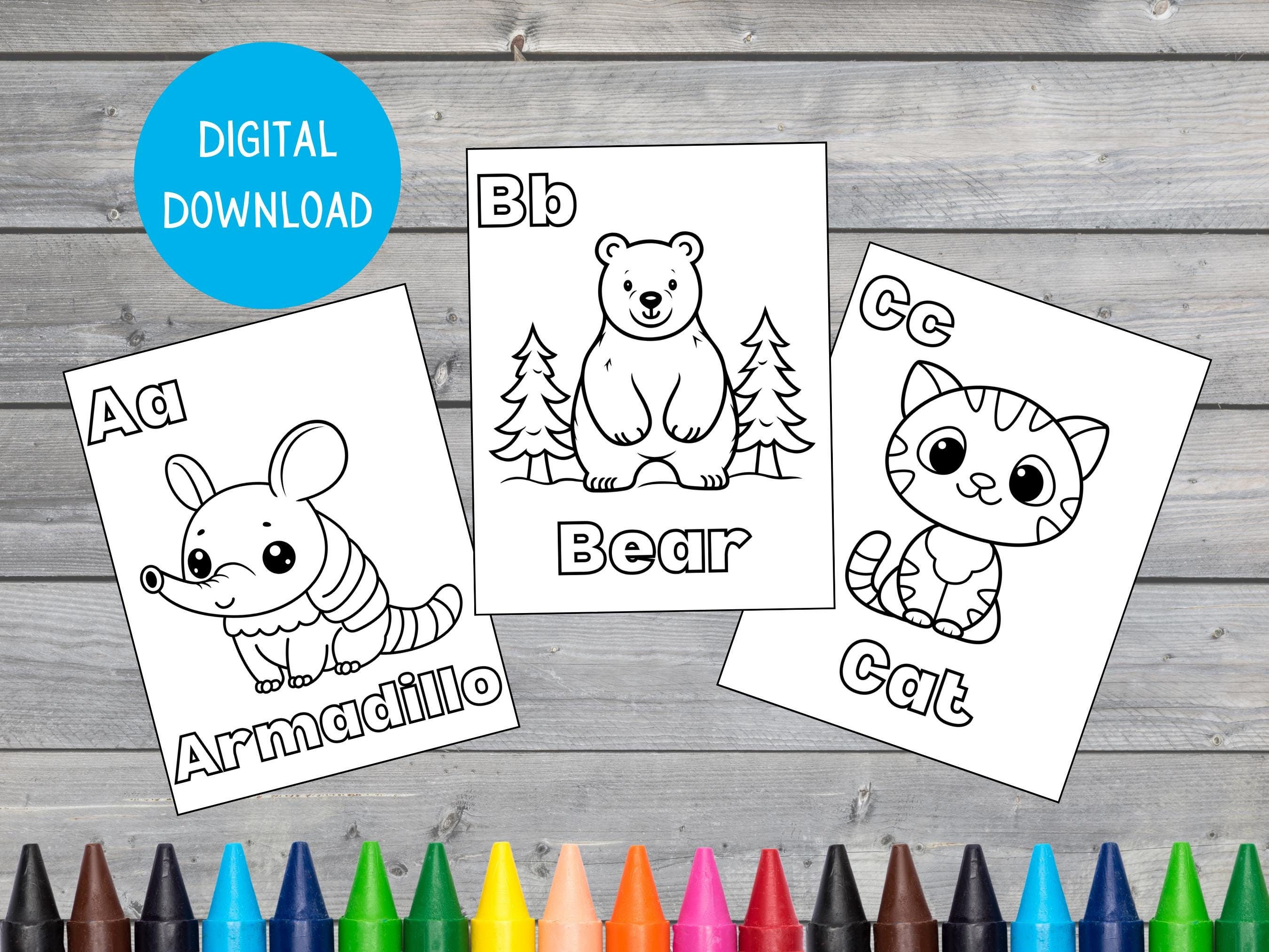 Animal Alphabet Coloring Pages: A-Z Printable Learning Activity (PDF ...