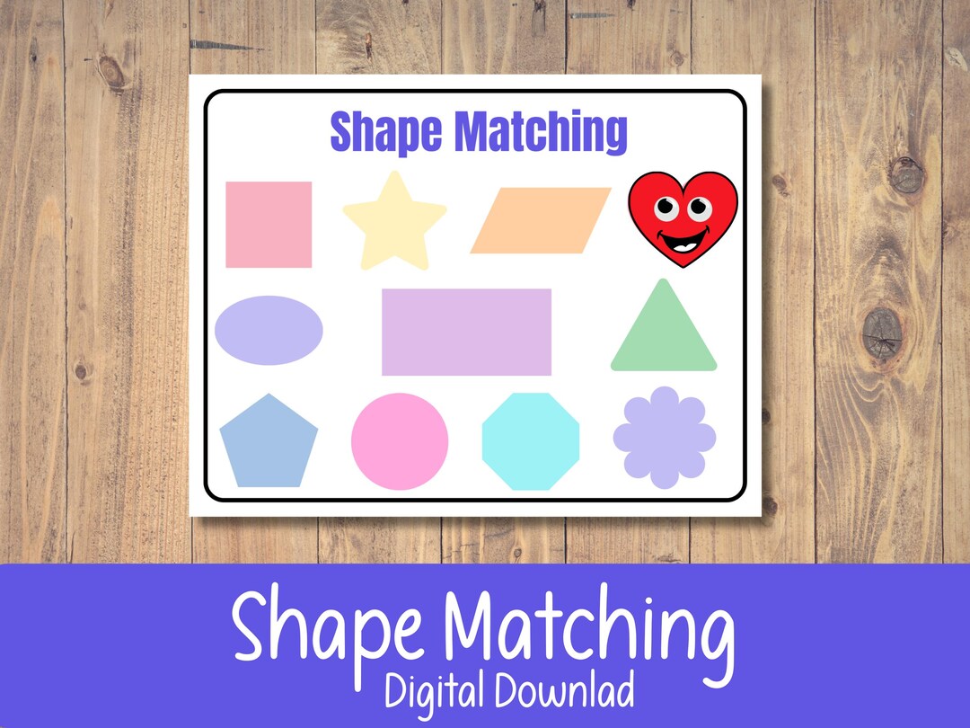 Busy Binder Activity, Shapes Matching Printable, Preschool Learning ...