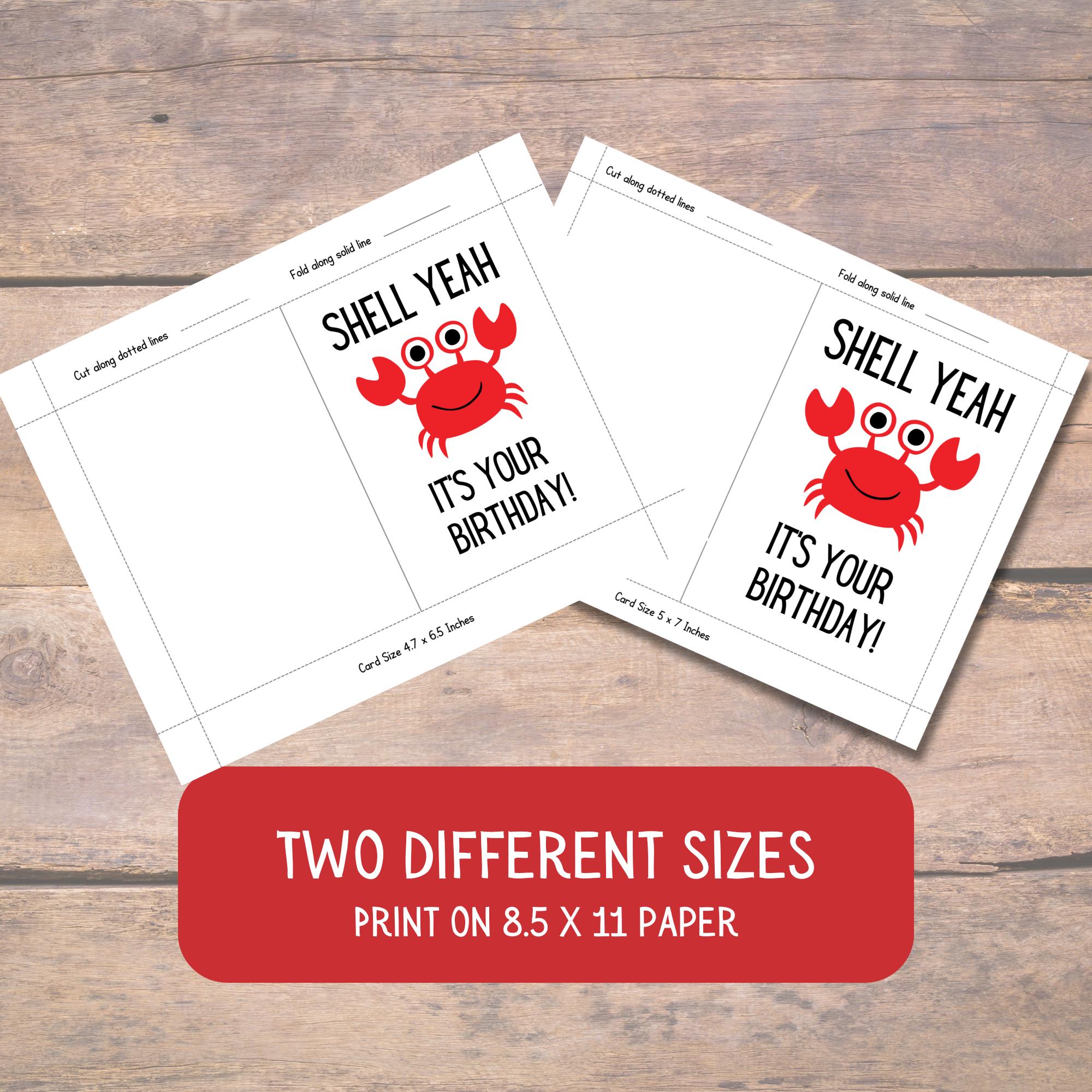 Funny Crab Birthday Card: Beach Theme Printable (PDF Download 5x7in ...