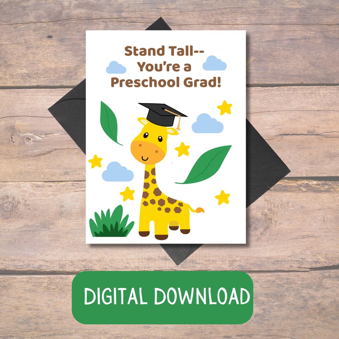 Printable Preschool Graduation Card: Giraffe Design (instant Download ...