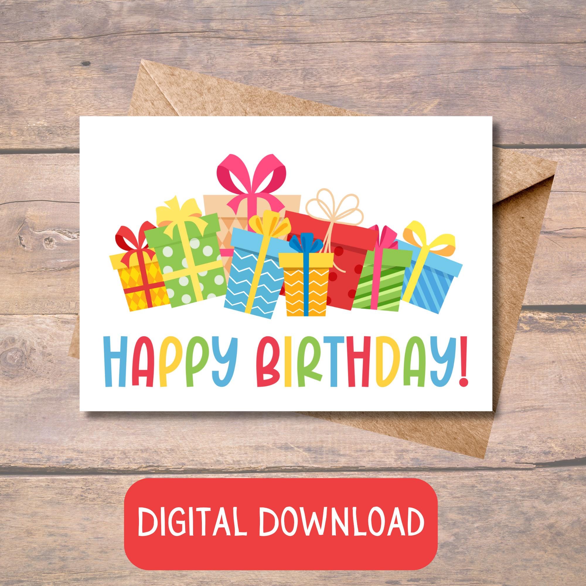 Printable Birthday Card Bundle – 4 Digital 5x7 Designs, Instant ...