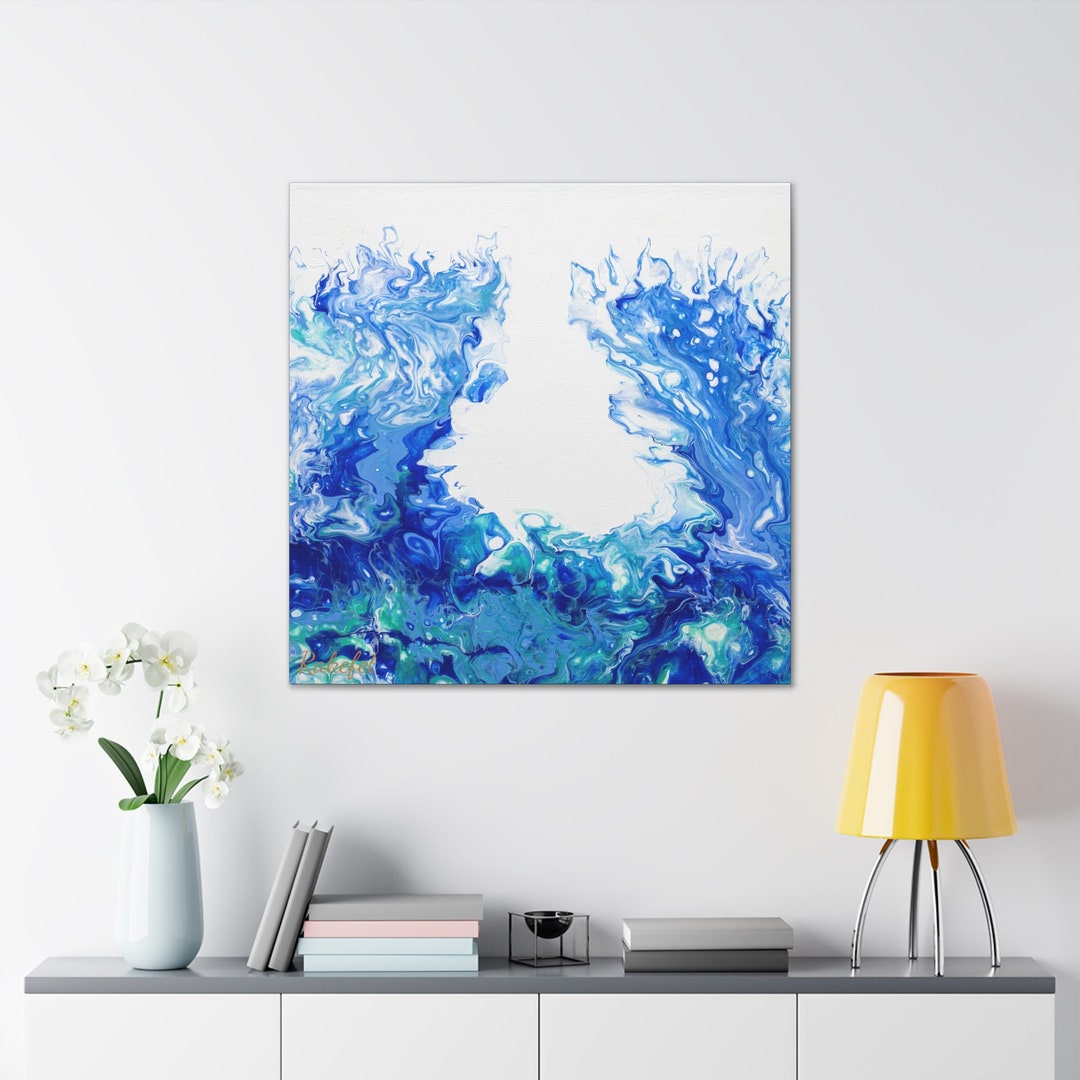 Abstract Blue Water Splash Modern Art Home Decor Printed Painting on ...