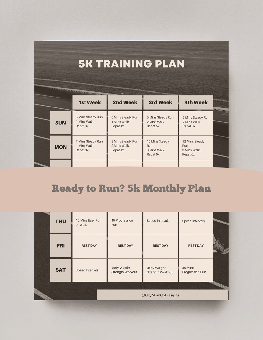 Couch to 5k Running Plan Start Running in One Month - Etsy