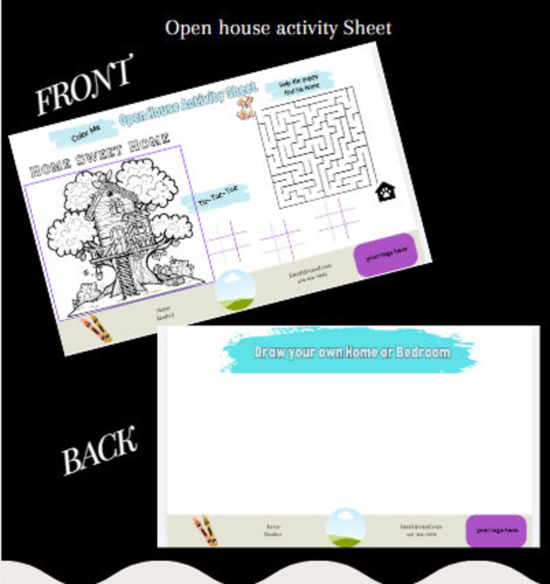 Customizable Open House Kids Activity Sheet for REAL ESTATE 2 Sizes - Etsy