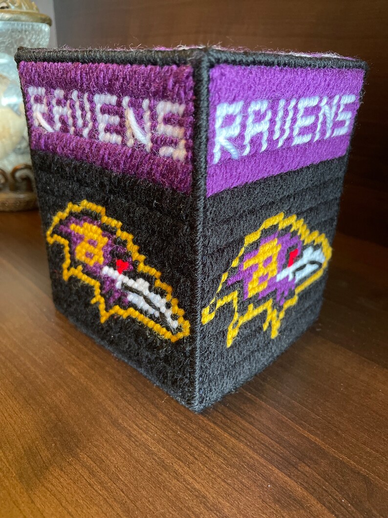 Handmade Baltimore Ravens Tissue Box Cover, Football Fan Gift, Ravens ...