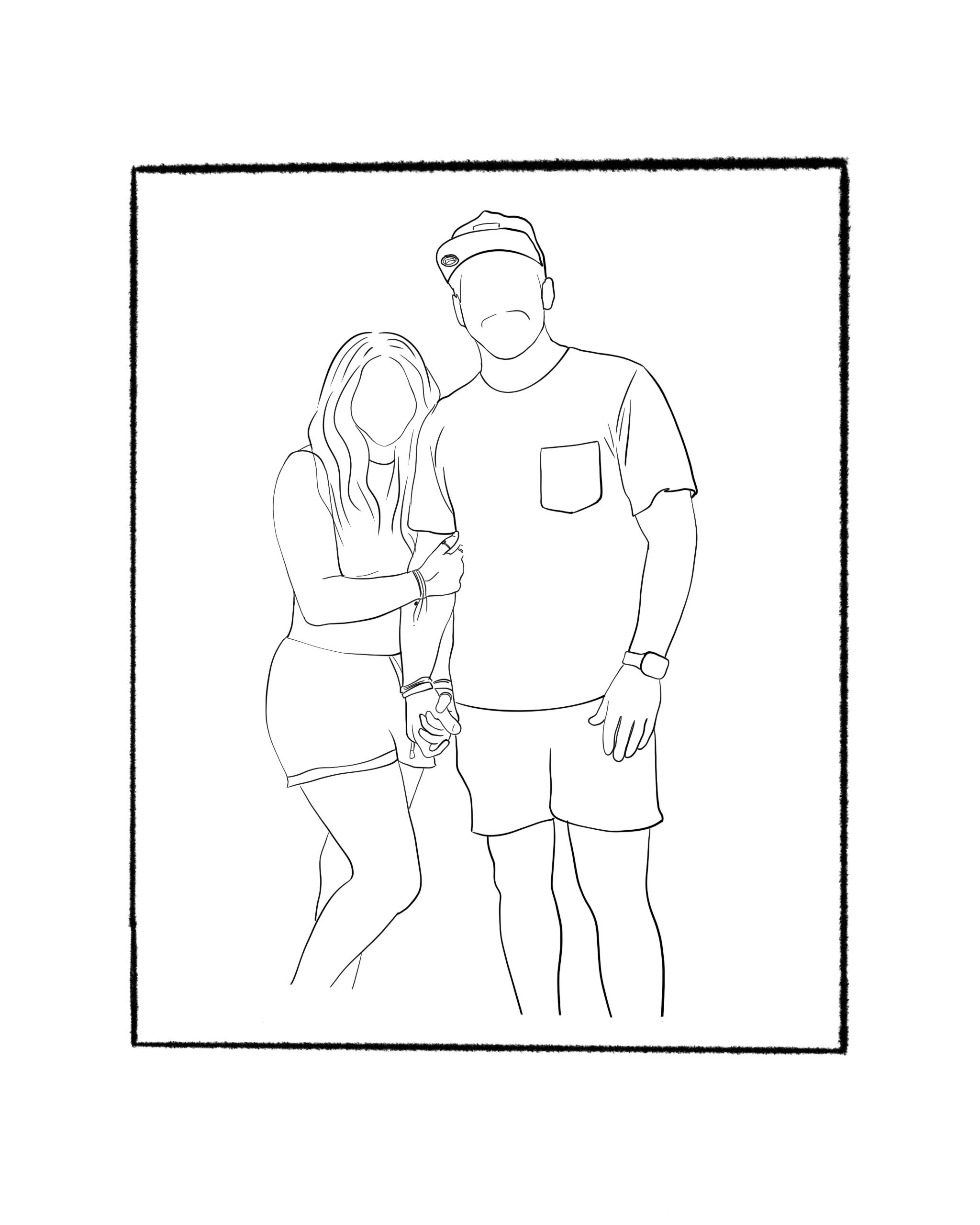 Digital Customized Line Portrait - Etsy