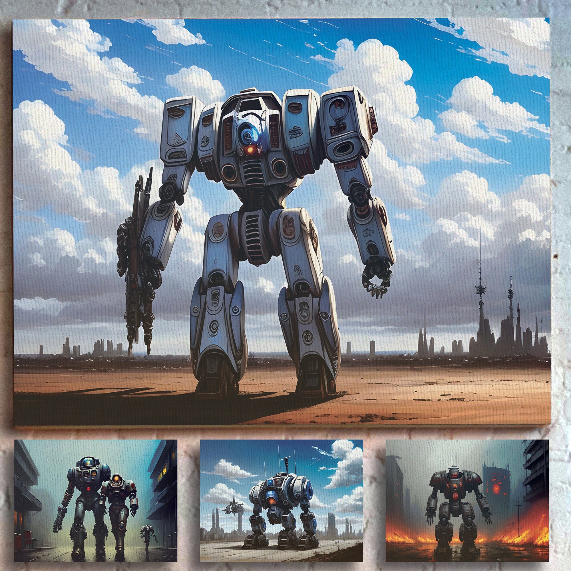 4x Robots & Sci-fi Themed Mecha and Cyber Suit Printable Artwork ...