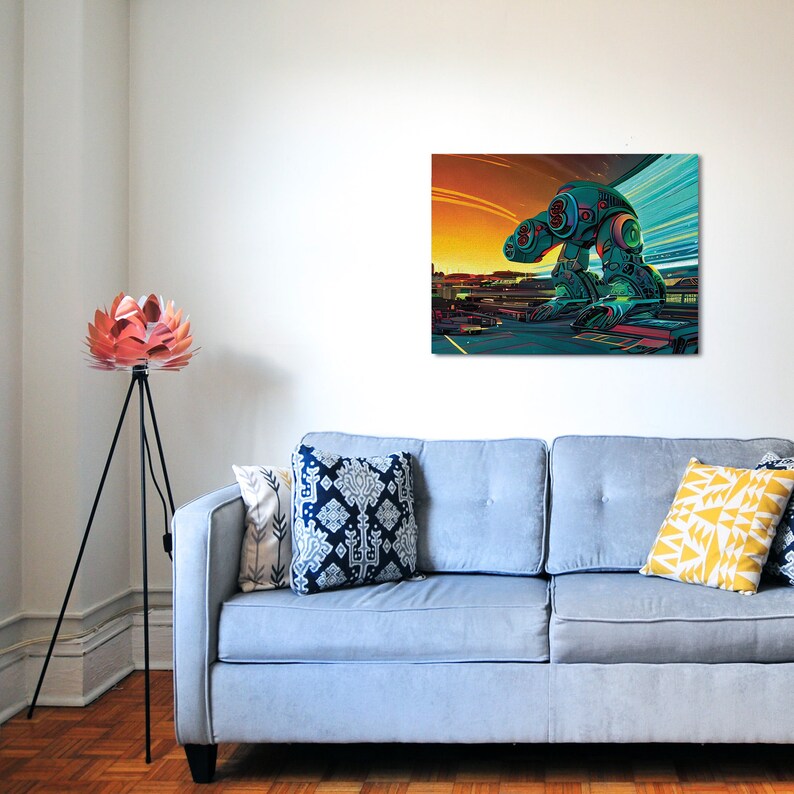 4x Robots & Sci-fi Themed T-rex Atmospheric Printable Artwork Digital ...