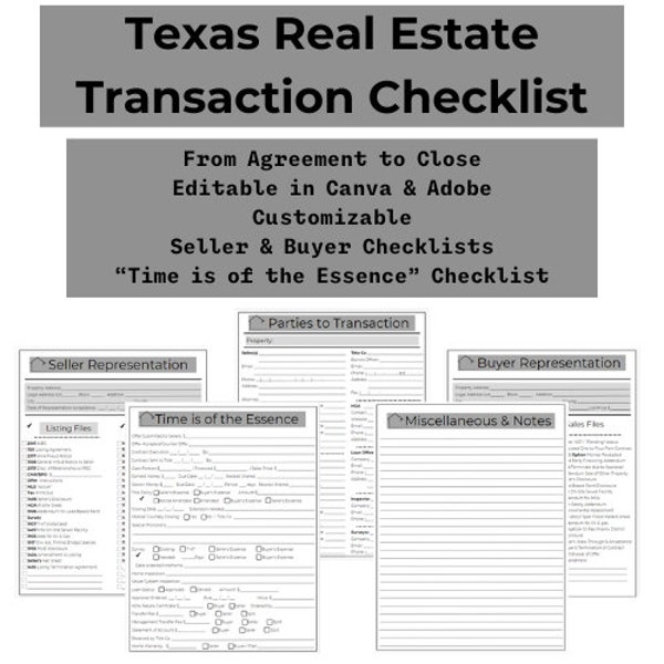 Real Estate Transaction Checklist - Etsy