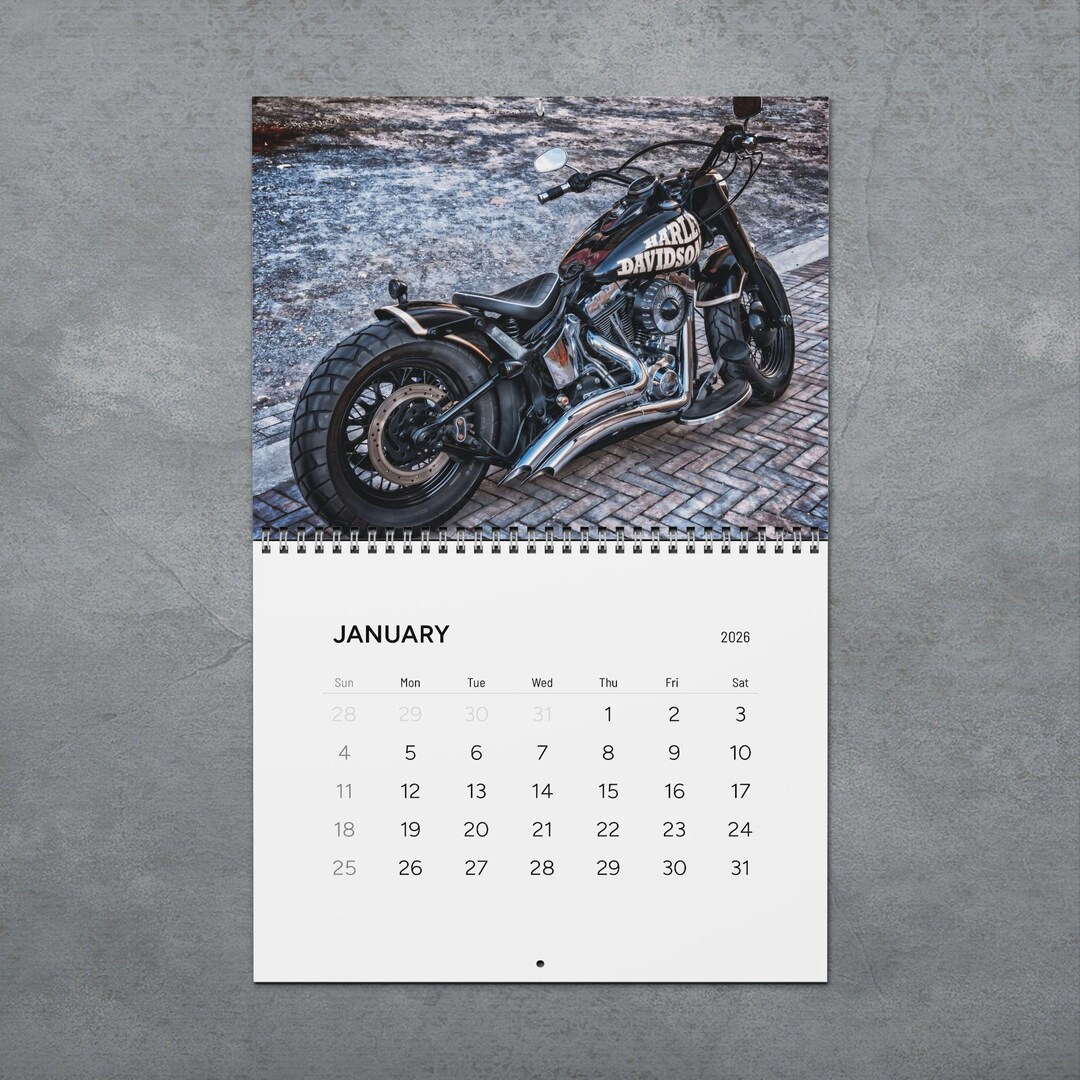 Moto Lover Wall Calendar 2026, Motorcycle Gift for Him, Biker Garage ...