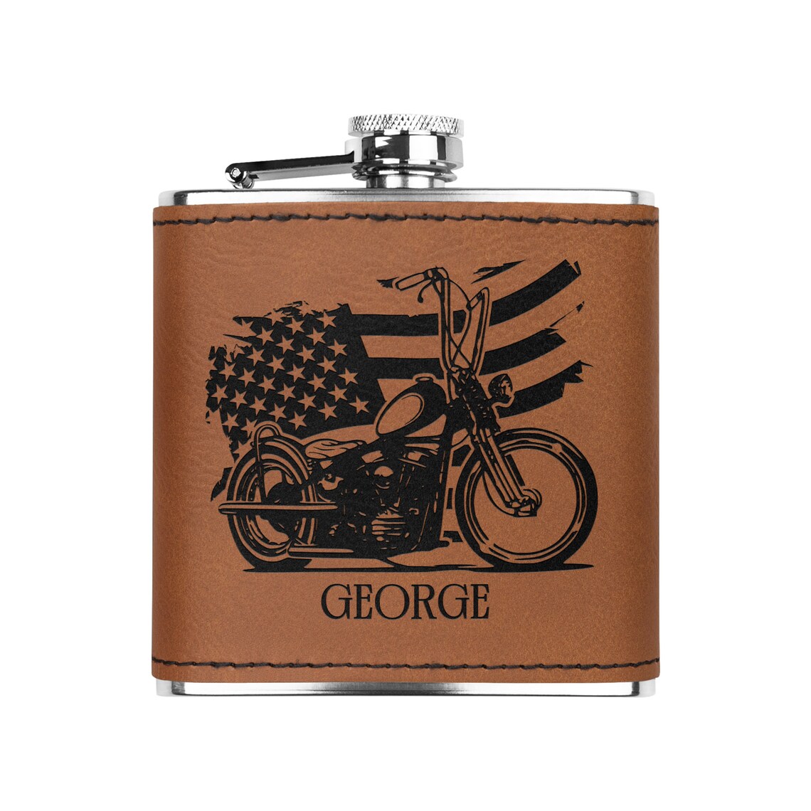 Personalized Motorcycle Flask: American Pride Laser Engraved Leather - Etsy