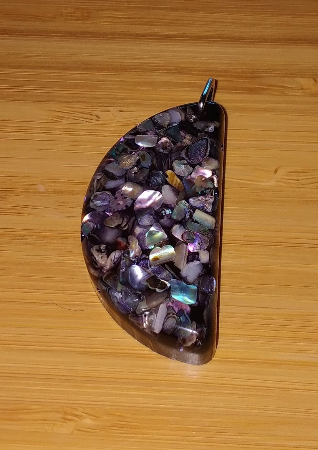 Large Semicircle Resin and Abalone Shell Pendant - Etsy