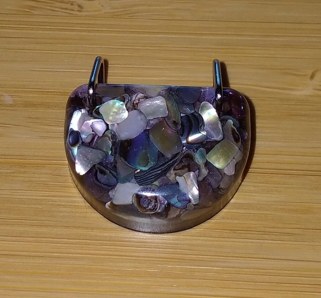 Small Semicircle Resin and Abalone Shell Pendant - Etsy