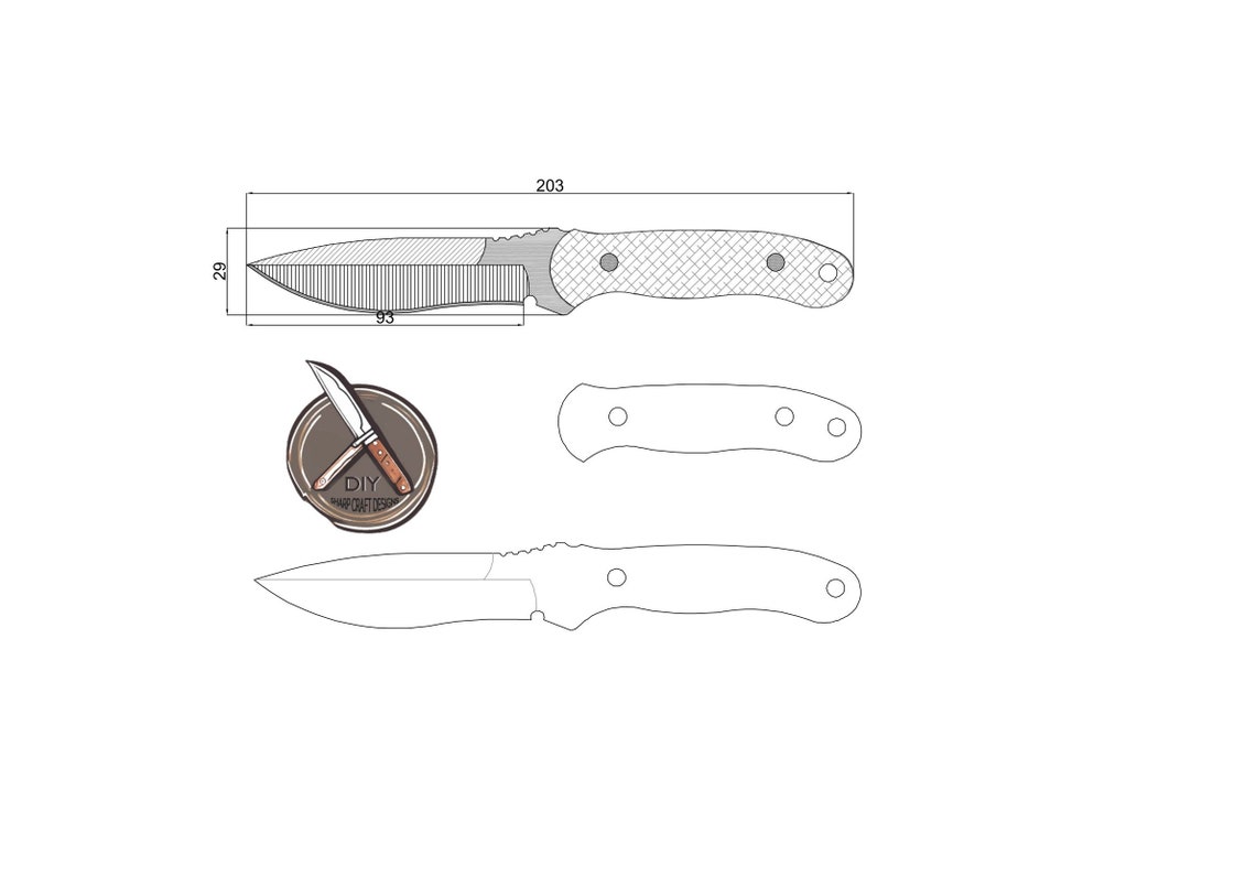 Premium DIY Knife Template for Crafting - Pdf, DXF, DWG Formats for ...