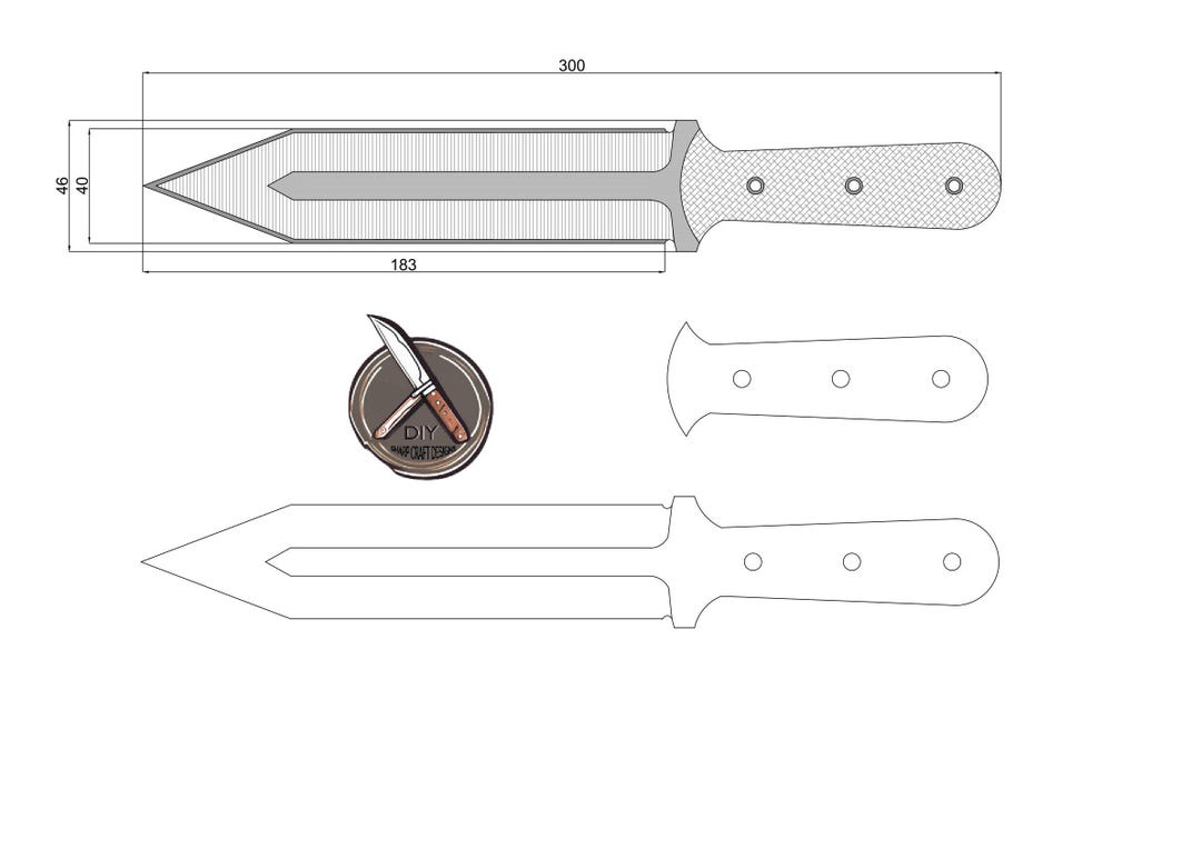 Double-edged Tactical Knife Design | Pdf, DWG, and DXF Files | DIY ...