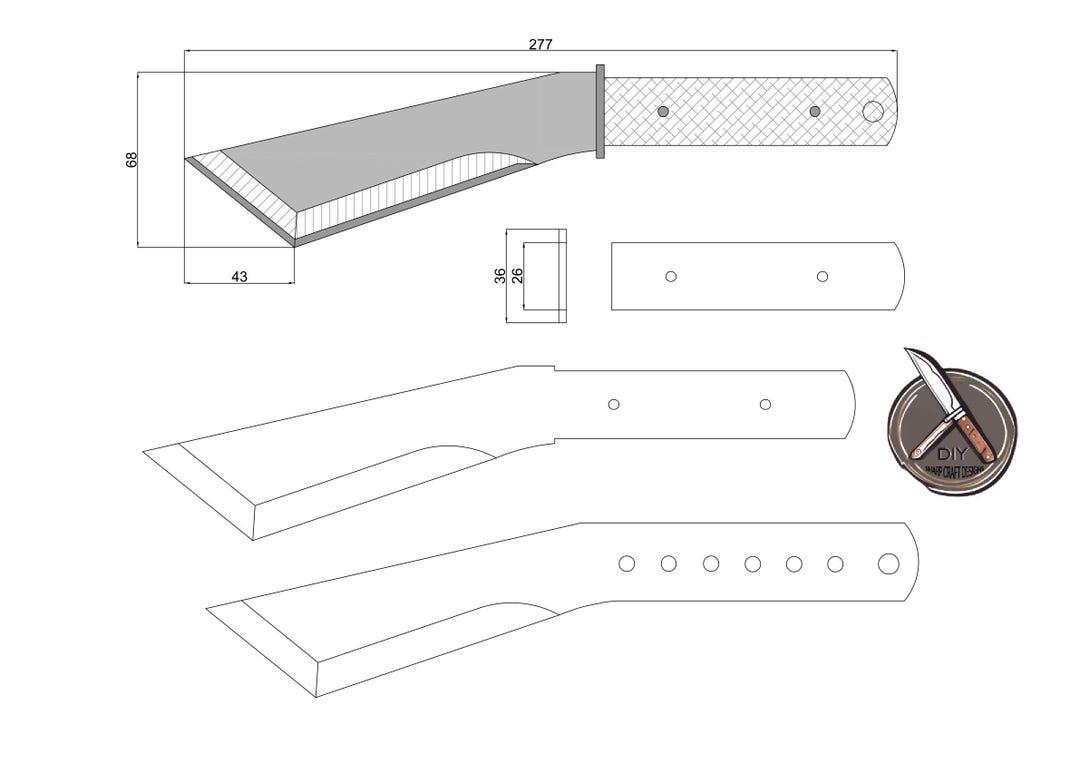 Cleaver Knife Template for CNC and Laser Cut | Pdf Dxf Dwg Download ...