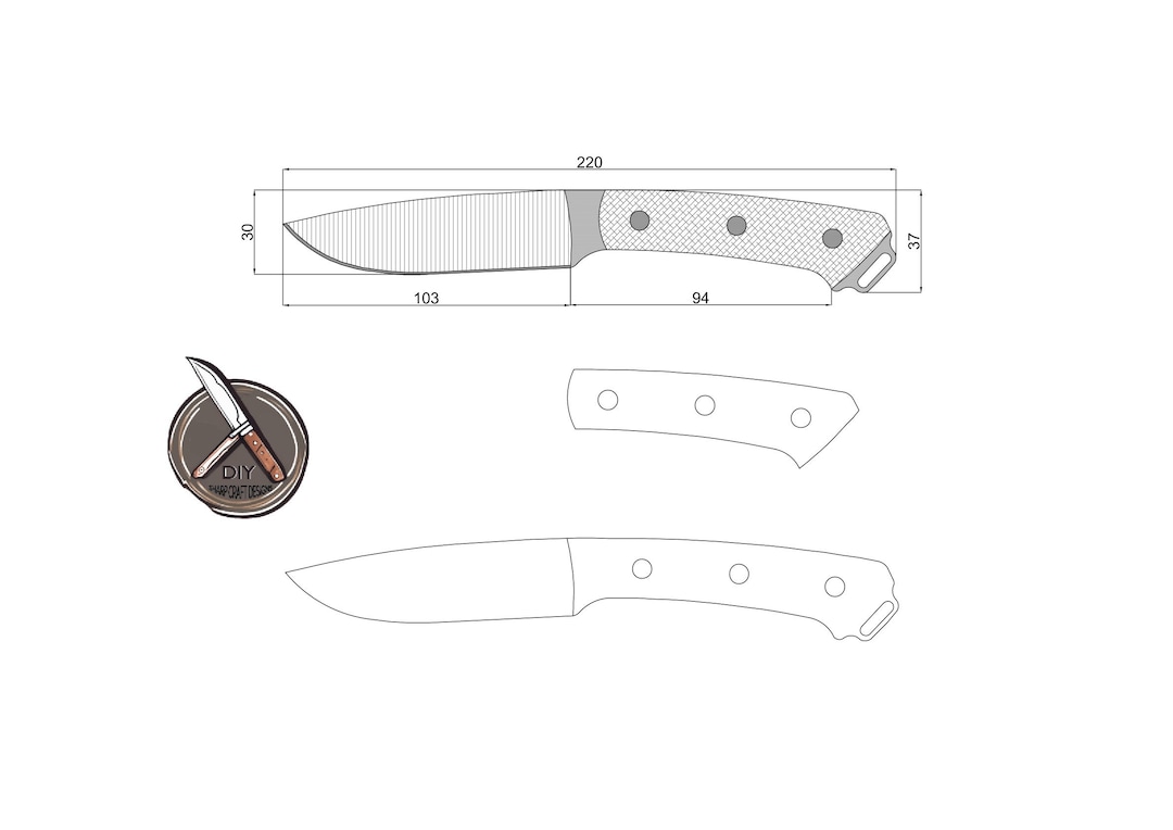 Compact Outdoor Knife Design | High-quality Pdf, DWG, and DXF Files ...