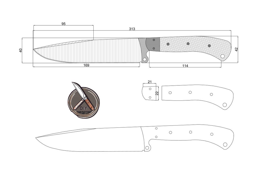 Japanese-style Chef Knife Design | Pdf, DWG, and DXF Files | DIY Custom ...