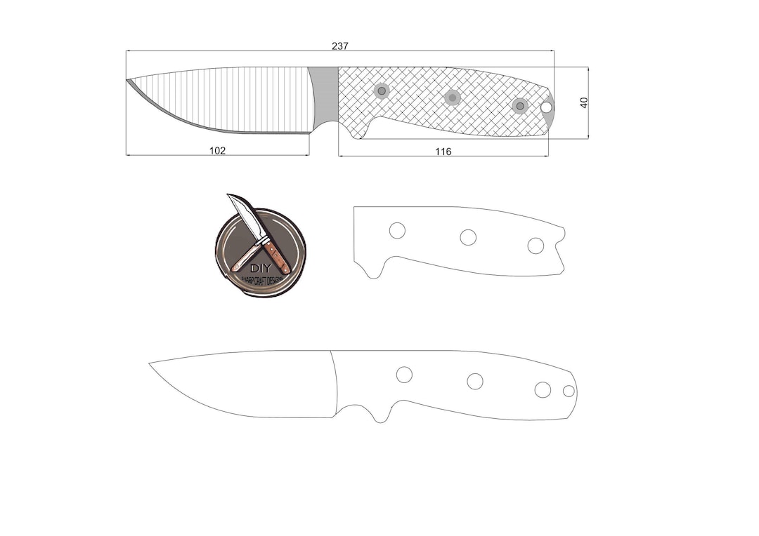EDC Knife Template | Pdf Dxf Dwg Digital Download for CNC & Laser ...