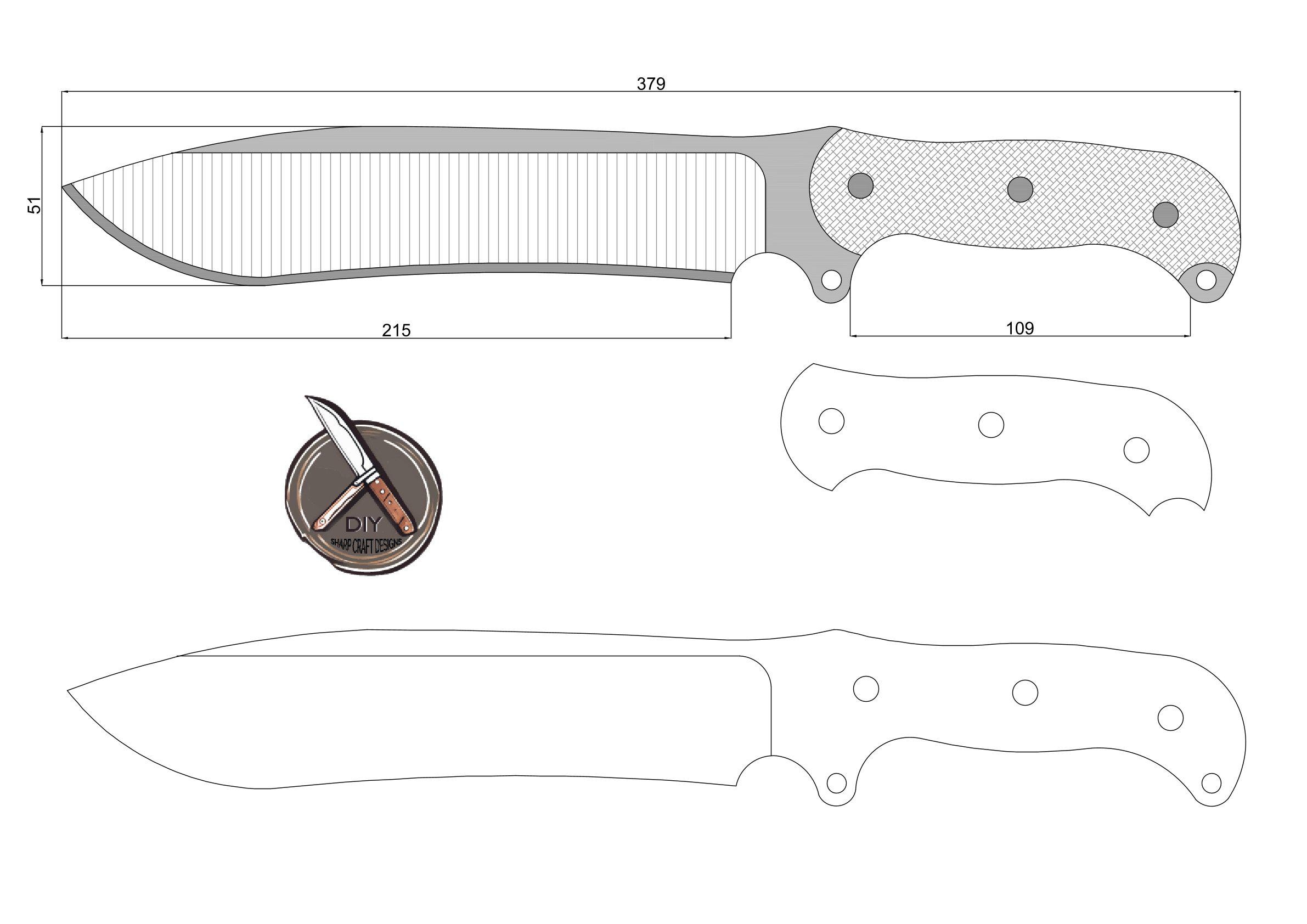 Full-tang Bushcraft Knife Blueprint: Survival Knife Design (PDF, DWG ...