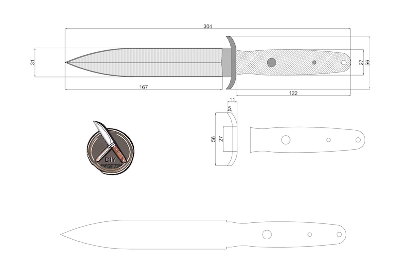 Digital Knife Making Templates | Pdf, Dwg & Dxf Knife Blueprints ...