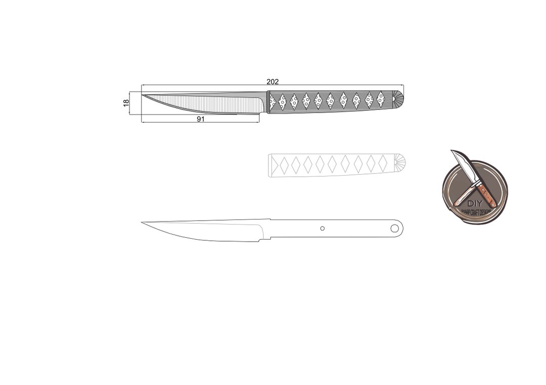 Sleek Steak Knife Digital Template for Home Chefs - PDF, DXF, DWG ...