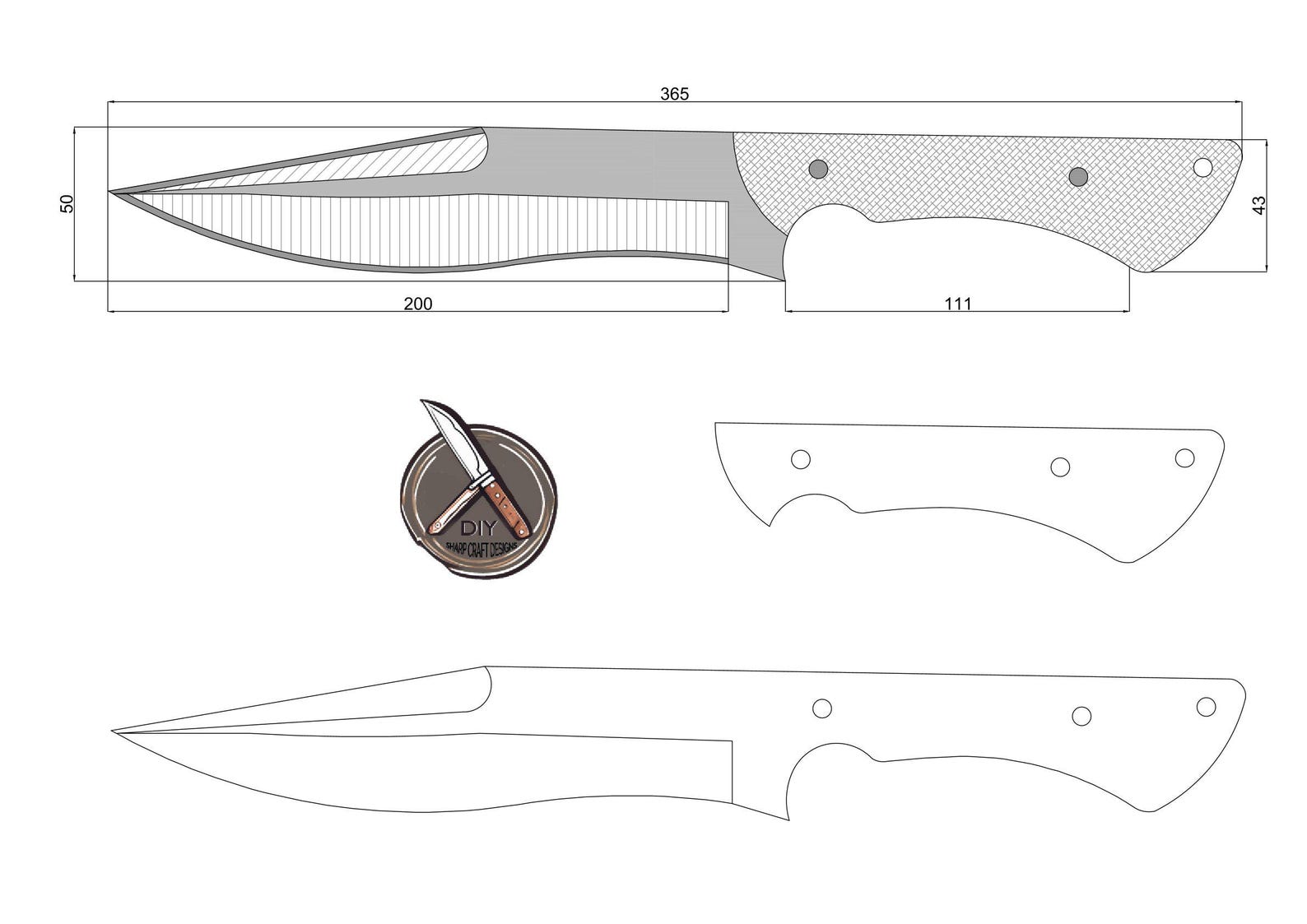 Tactical Clip-point Knife Design | Pdf, DWG, and DXF Files | Custom ...