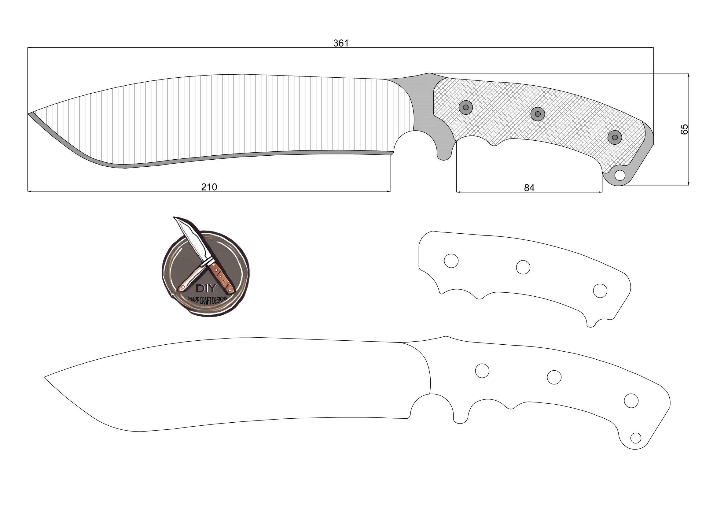 Full-length Tactical Knife Design | Pdf, DWG, and DXF Files | DIY ...
