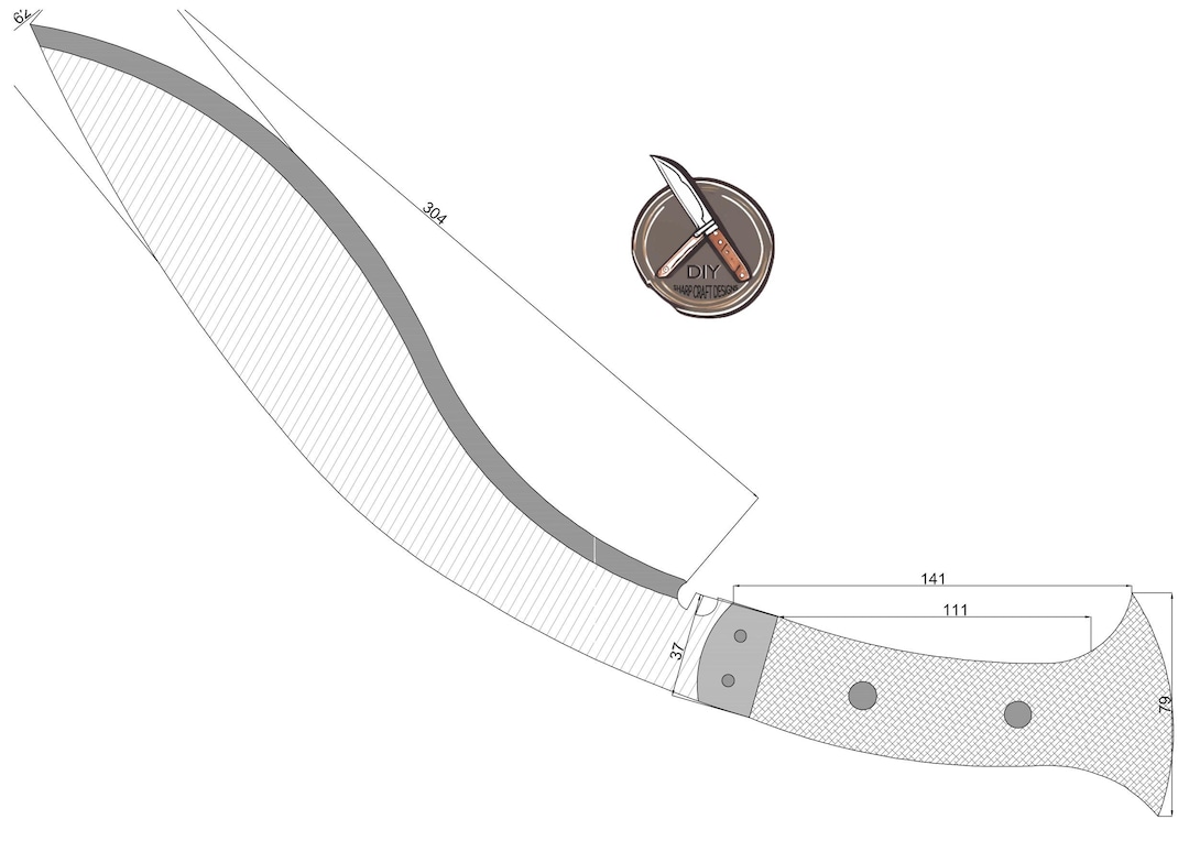 Kukri Knife Template | Digital Blade Pattern Pdf Dwg Dxf | DIY CNC ...