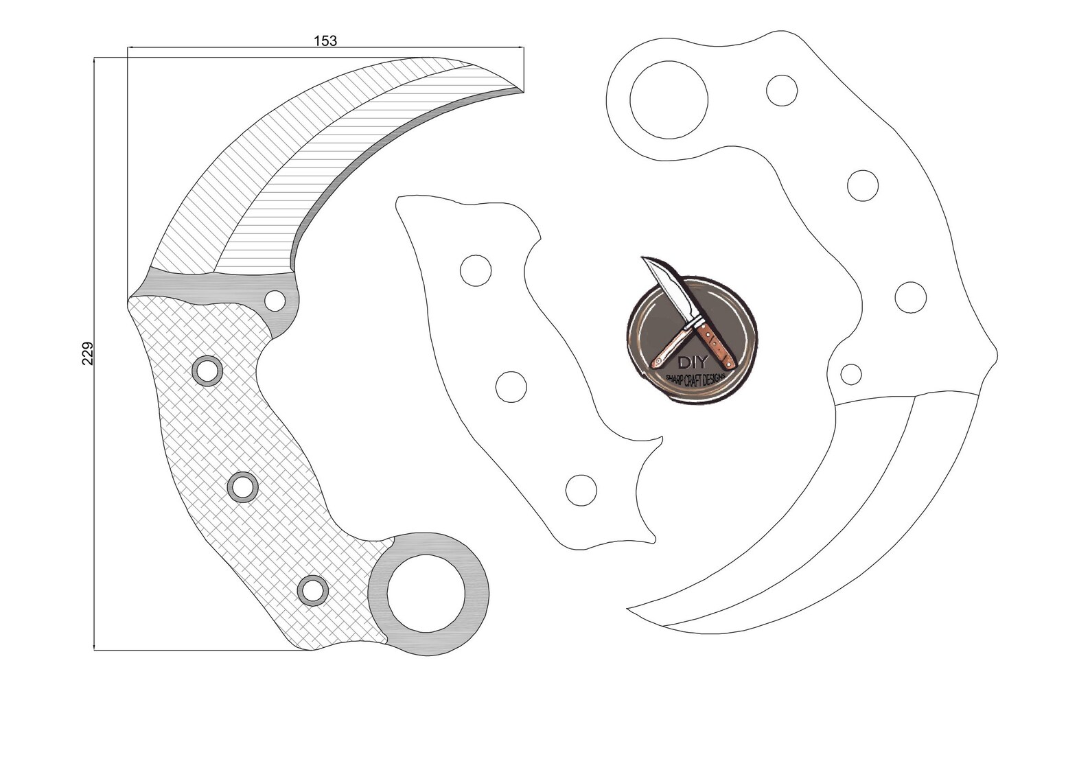 Karambit Knife Design Template - Digital Pdf DWG DXF Plans for Custom ...