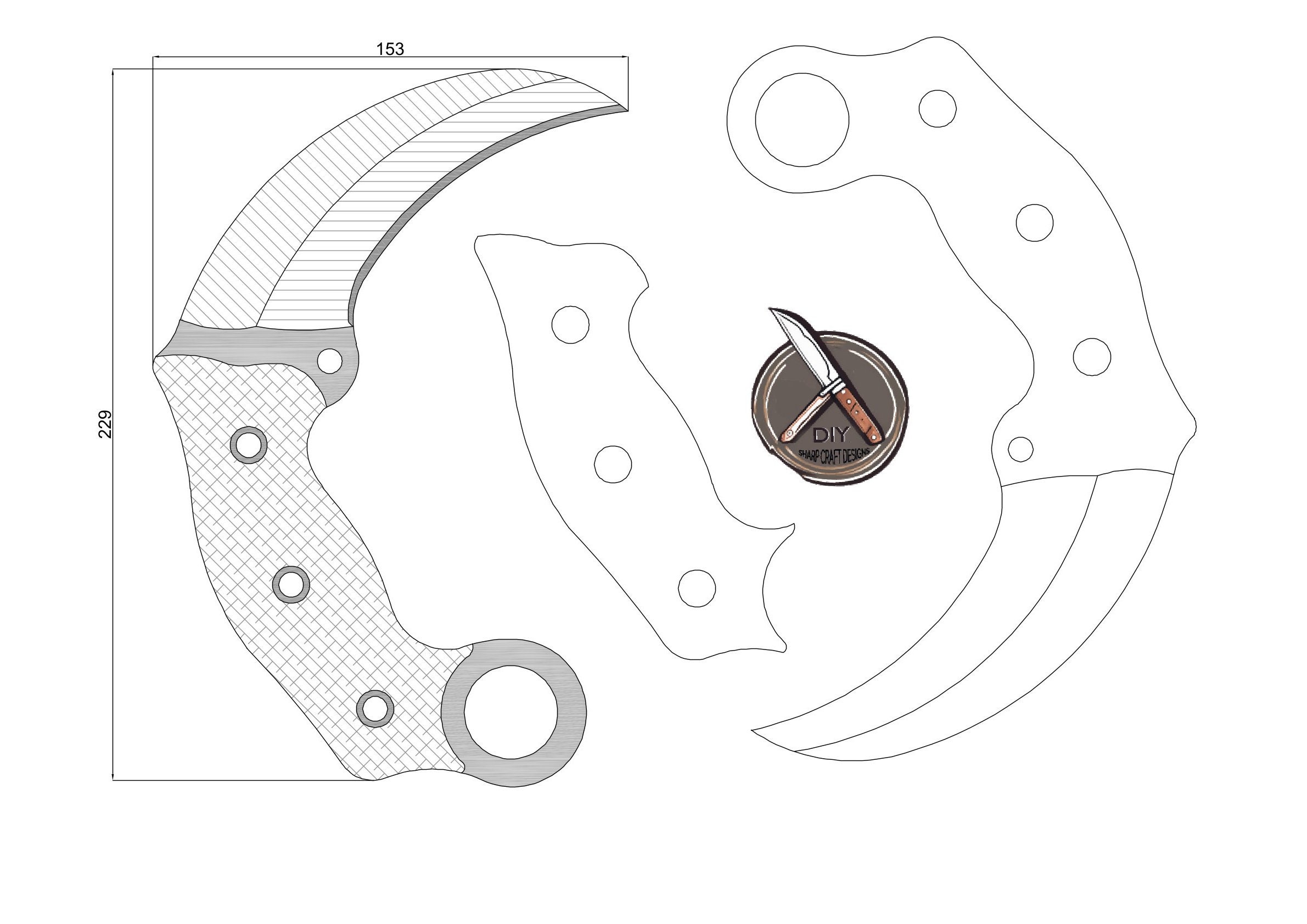 Karambit Knife Design Template - Digital Pdf DWG DXF Plans for Custom ...