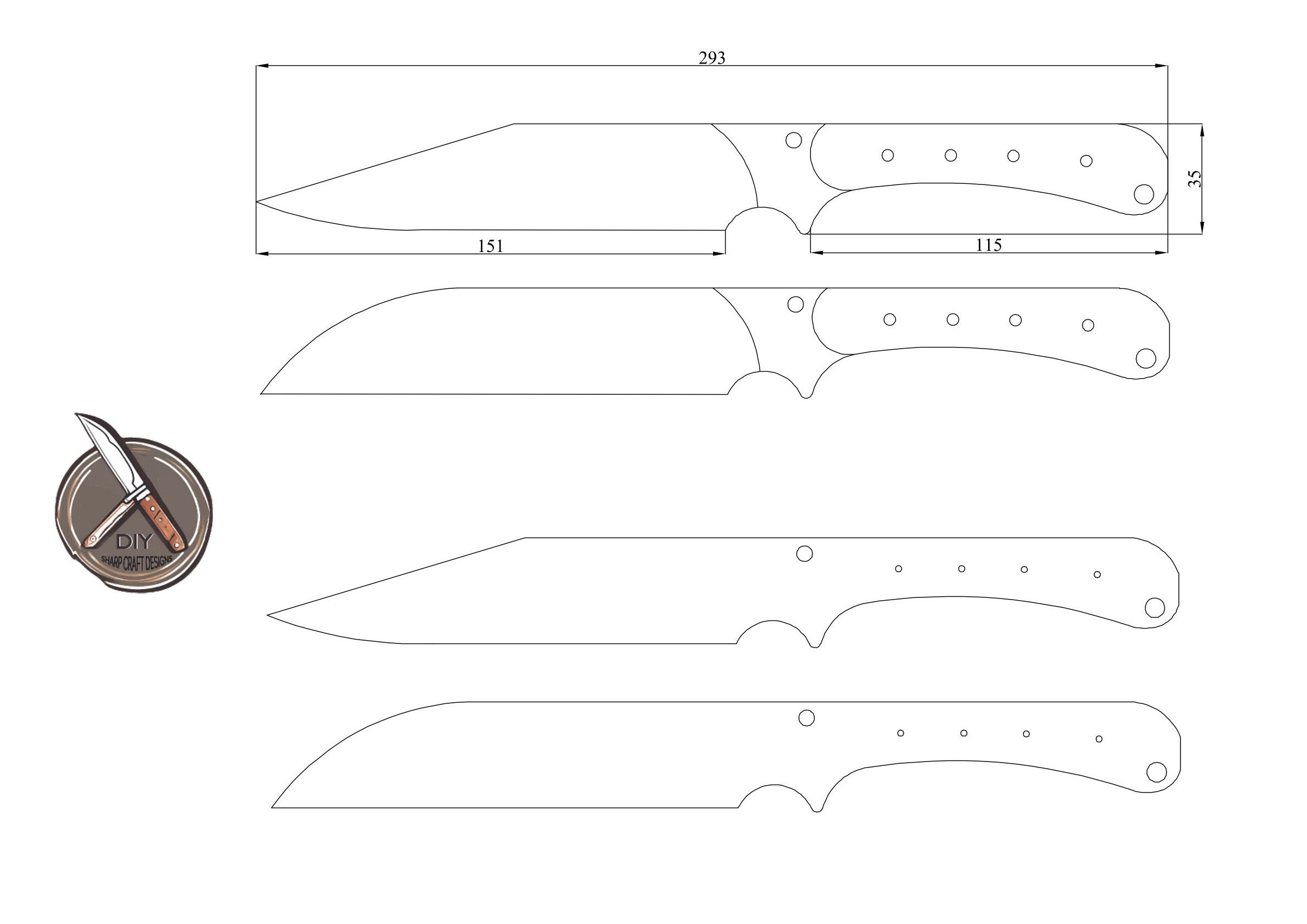 Sleek Fillet Knife Template Set | Professional Fish Processing ...