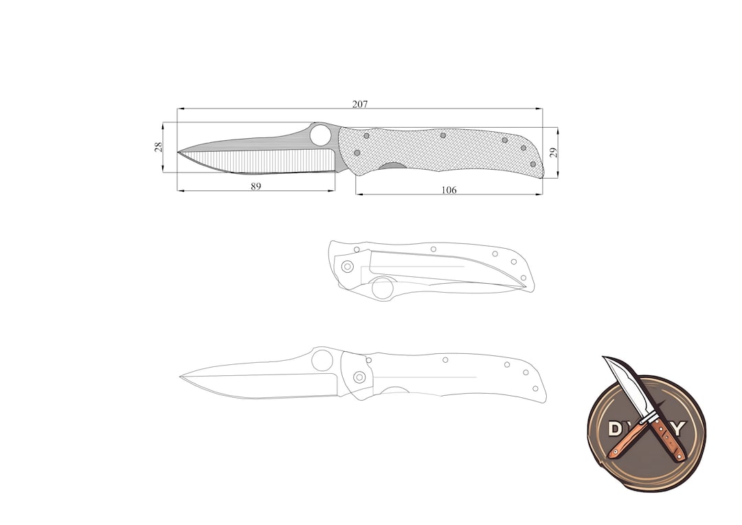 Knife Drawing, Sketch, Printable Templates, Custom Knife Plans, Design ...