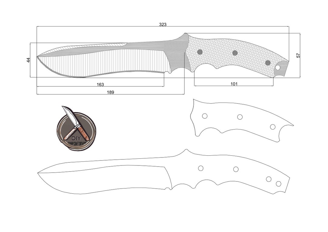 Tactical Fixed Blade Knife Design Template - Custom Pdf Dwg Dxf Plans ...